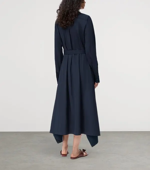 Loewe Cotton-blend Asymmetric Midi Dress - Navy