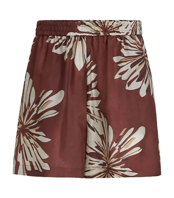 Brunello Cucinelli Floral Silk Shorts - Red