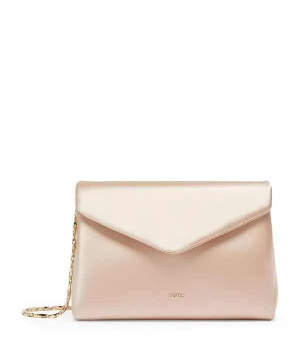 Max Mara Satin Clutch With Chain Strap - Pink