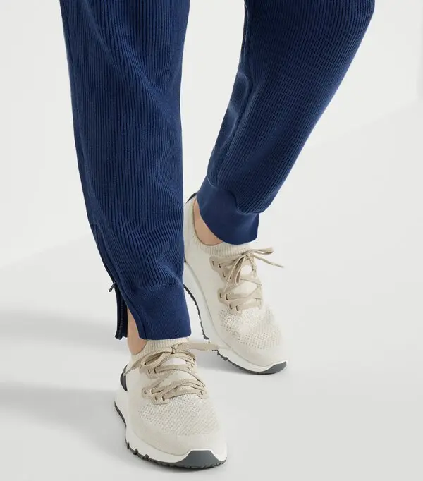 Brunello Cucinelli Cotton-blend Chiné-knit Sneakers - White