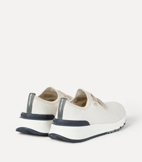 Brunello Cucinelli Cotton-blend Chiné-knit Sneakers - White