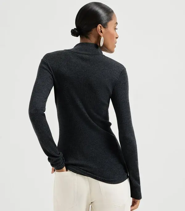 Brunello Cucinelli Virgin Wool-cashmere Half-zip Sweater - Black