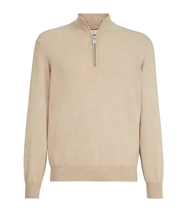 Brunello Cucinelli Cashmere Quarter-zip Sweater - Brown