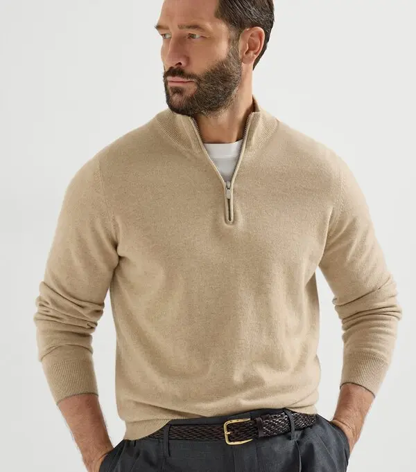 Brunello Cucinelli Cashmere Quarter-zip Sweater - Brown