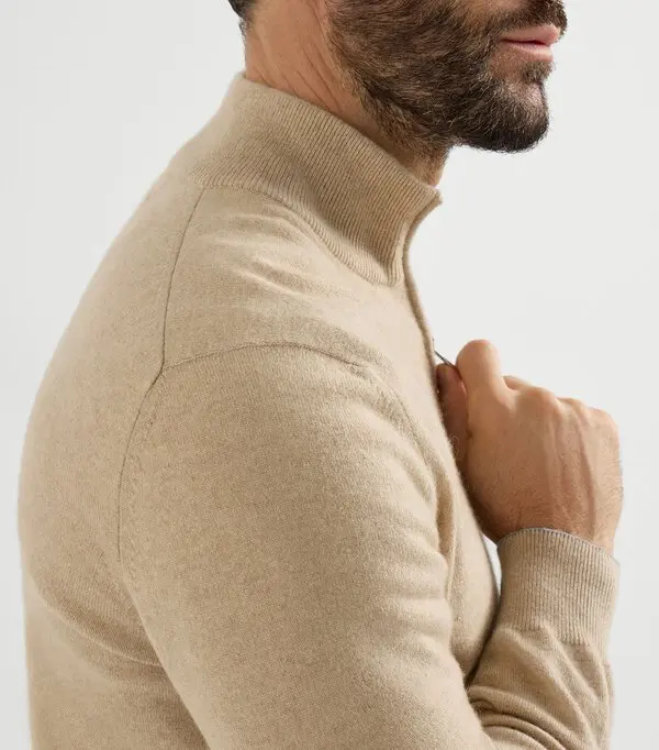 Brunello Cucinelli Cashmere Quarter-zip Sweater - Brown