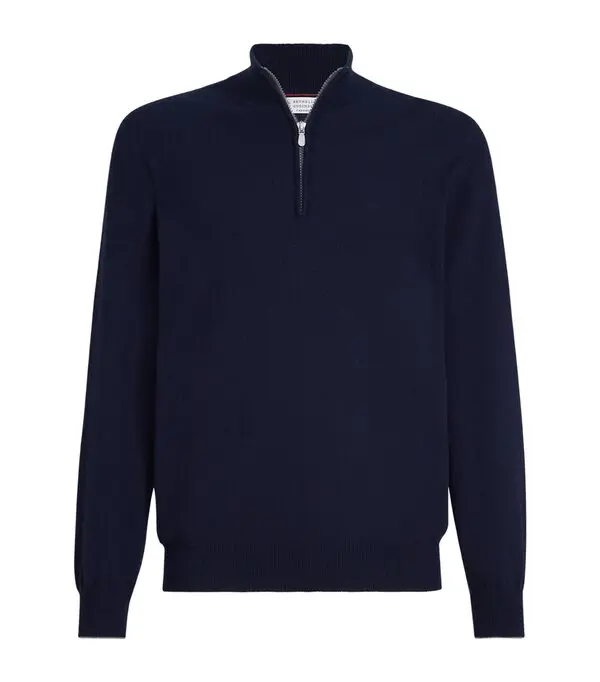 Brunello Cucinelli Cashmere Quarter-zip Pullover - Blue