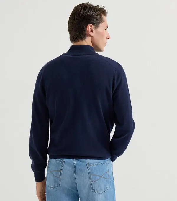 Brunello Cucinelli Cashmere Quarter-zip Pullover - Blue