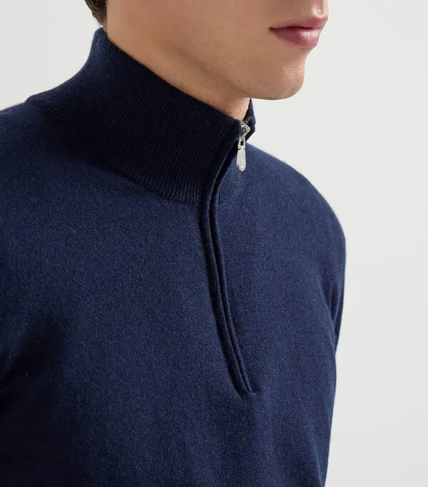 Brunello Cucinelli Cashmere Quarter-zip Pullover - Blue