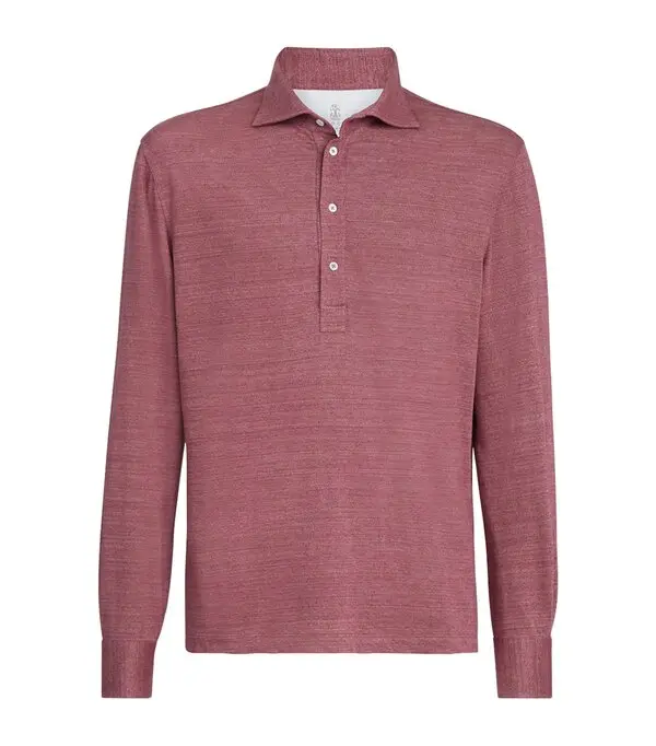 Brunello Cucinelli Linen-cotton Jersey Polo Shirt - Red