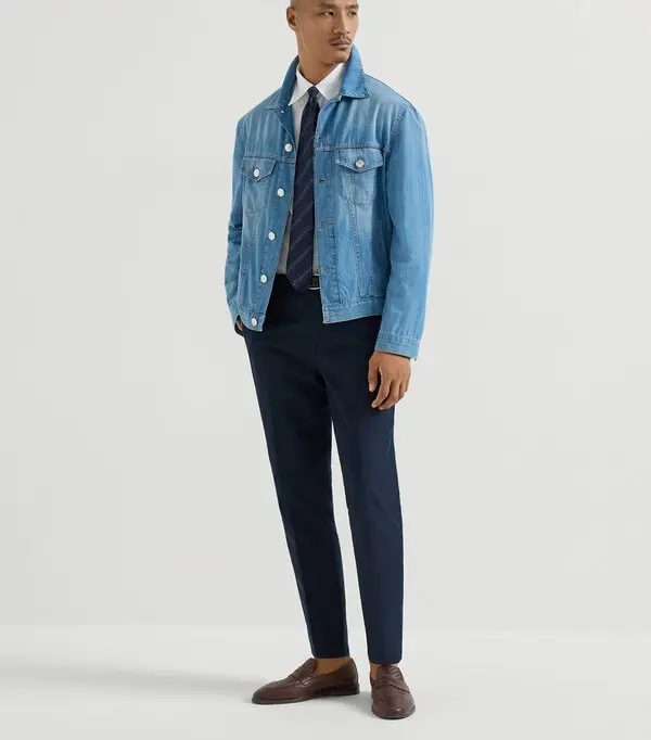 Brunello Cucinelli Cotton-virgin Wool Gabardine Trousers - Blue