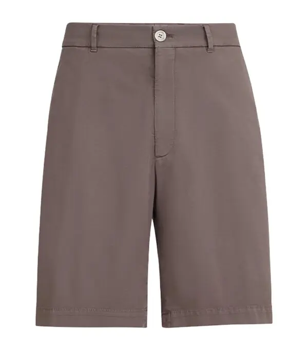 Brunello Cucinelli Garment-dyed Cotton Gabardine Bermuda Shorts - Brown