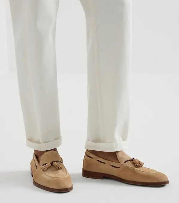 Brunello Cucinelli Suede Tassel Loafers - Orange