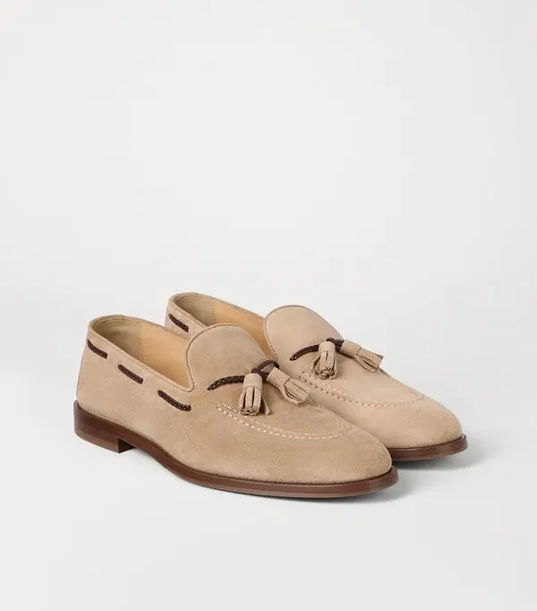 Brunello Cucinelli Suede Tassel Loafers - Orange