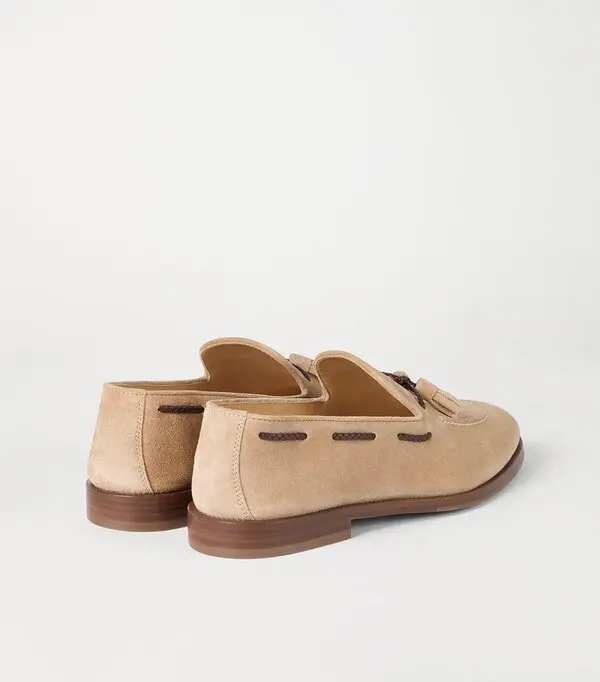 Brunello Cucinelli Suede Tassel Loafers - Orange
