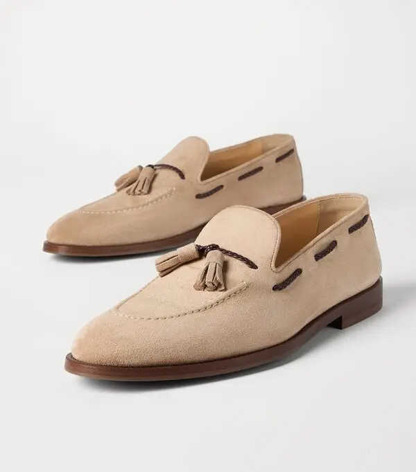 Brunello Cucinelli Suede Tassel Loafers - Orange