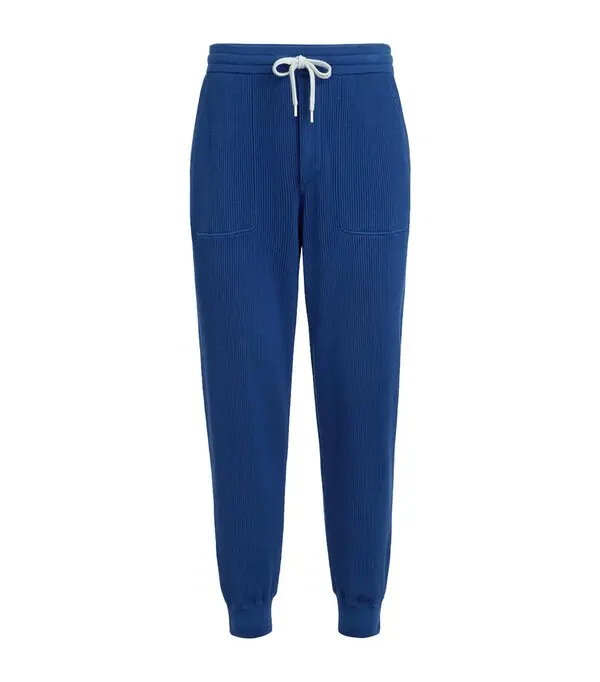 Brunello Cucinelli Cotton Knitted Straight Sweatpants - Blue