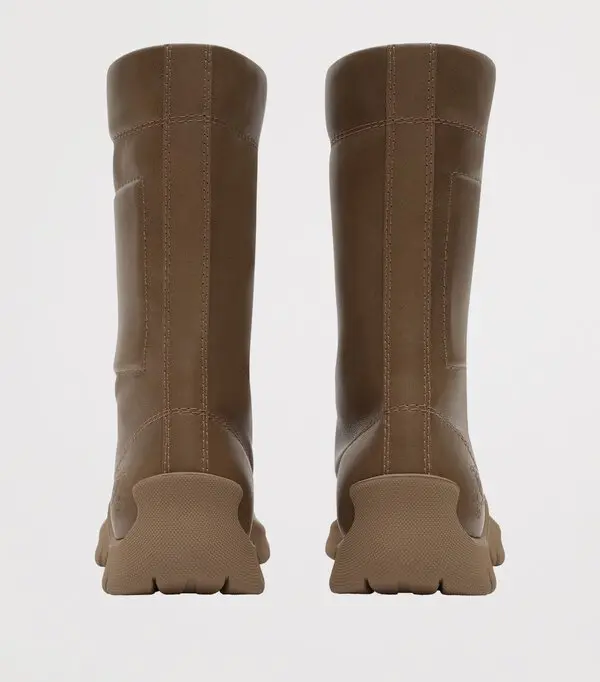 Burberry Leather Tone Lace-up Boots - Brown