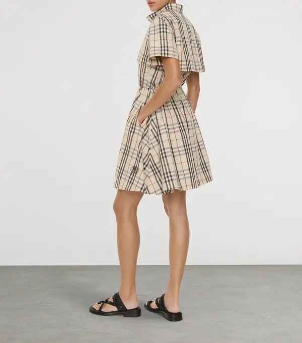 Burberry Checked Cotton Shirt Dress - Beige