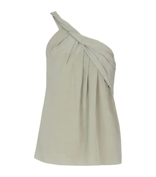Balmain Silk Crepe One-shoulder Top