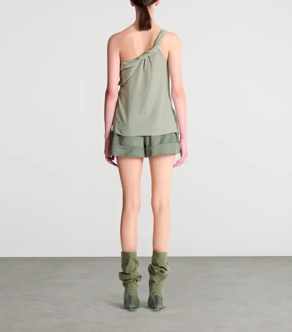 Balmain Silk Crepe One-shoulder Top