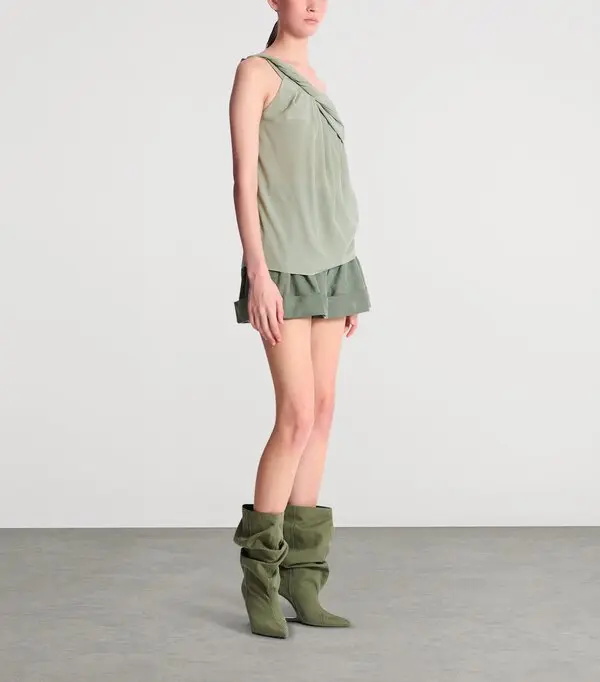 Balmain Silk Crepe One-shoulder Top