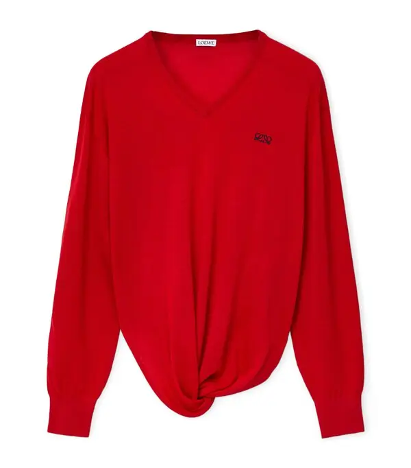 Loewe Wool-blend V-neck Sweater - Red