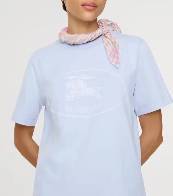 Burberry Cotton Equestrian Knight Design T-shirt - Blue