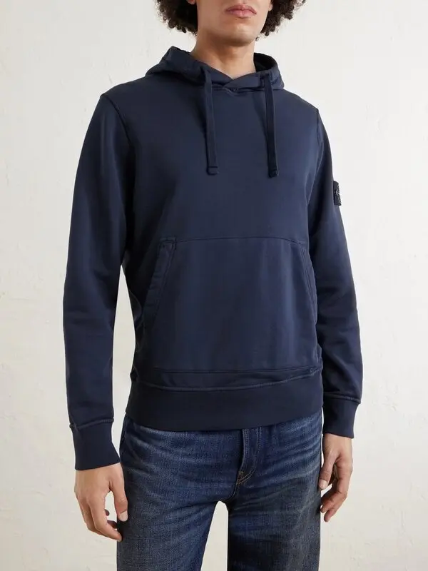 Stone Island Logo-appliquéd Organic Cotton-jersey Hoodie