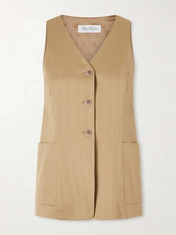 Max Mara Falla Tailored Cotton-jersey Vest - Beige