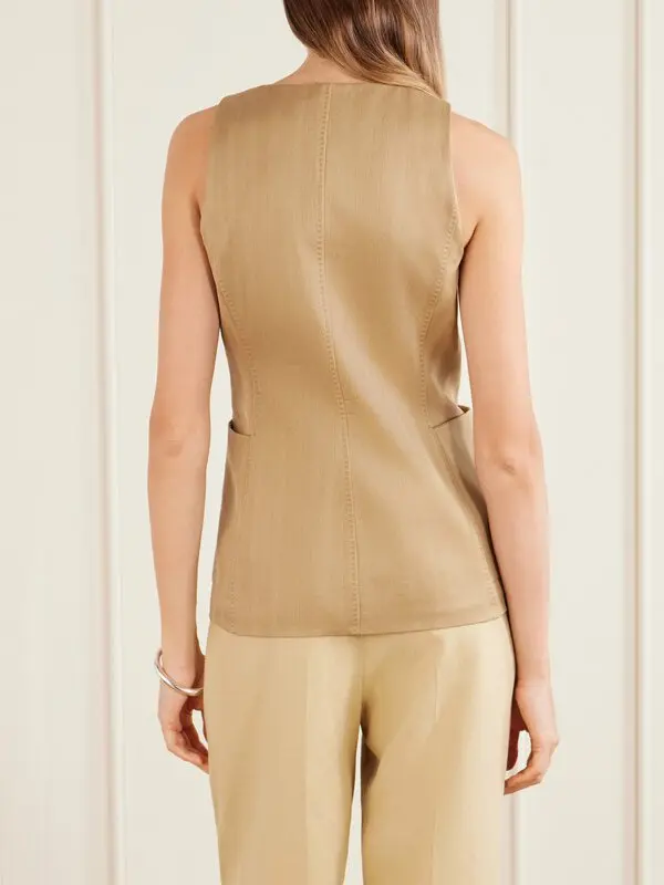 Max Mara Falla Tailored Cotton-jersey Vest - Neutrals