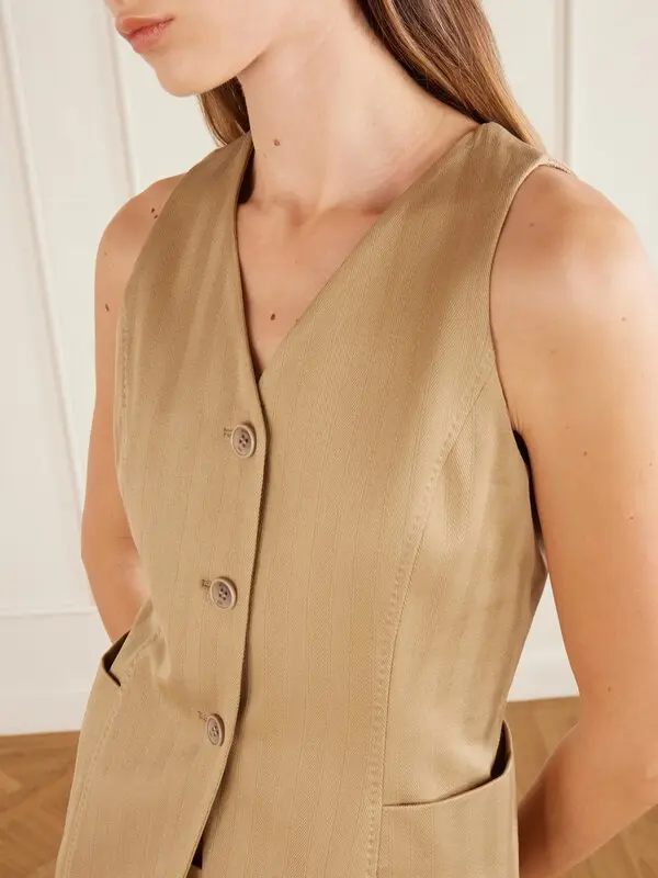 Max Mara Falla Tailored Cotton-jersey Vest - Neutrals