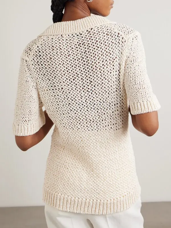 LIBEROWE Open-knit Polo Sweater