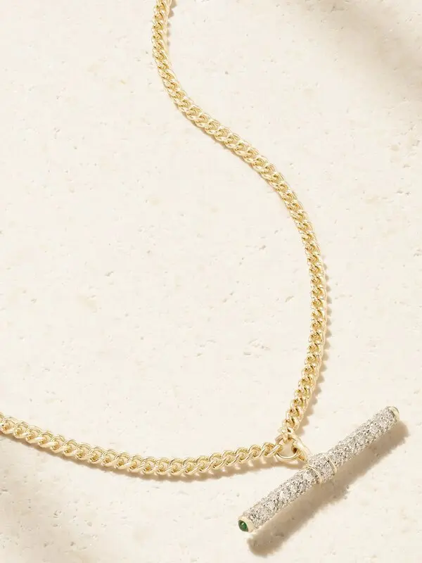 LUCY DELIUS Baby T-bar Diamond Necklace - Green