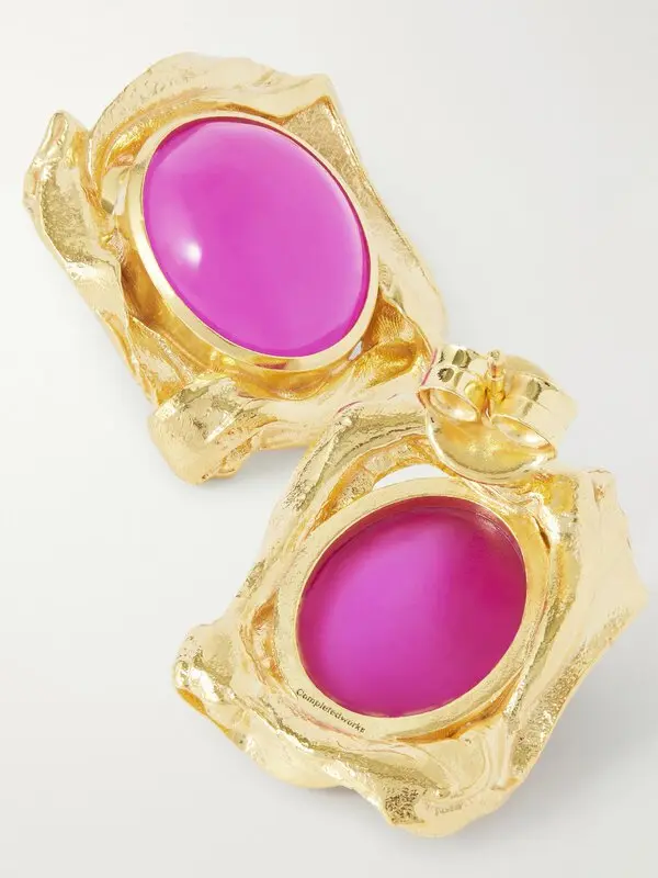 Completedworks Gold-plated And Resin Earrings - Pink