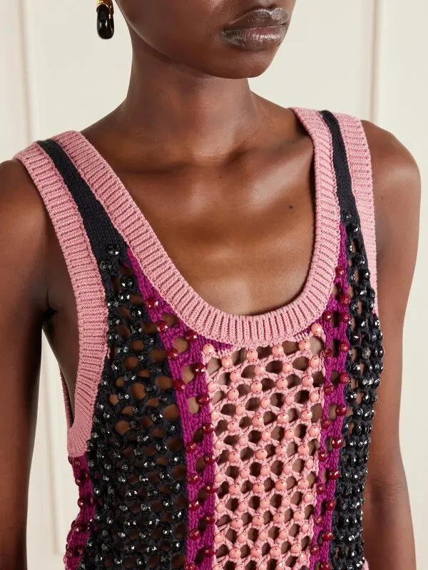 DIOTIMA Dennis Crystal-embellished Striped Crochet Tank - Multi