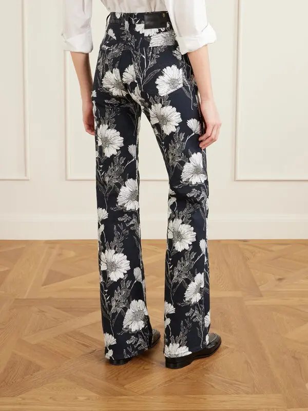 R13 Floral-print Straight-leg Jeans - Black