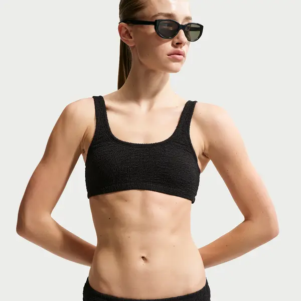 Nike Swim Shoreline Texture Hipster Bikini Bottom - Black