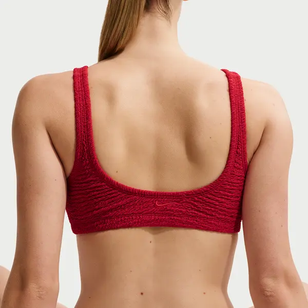 Nike Shoreline Texture Bralette Bikini Top - Red