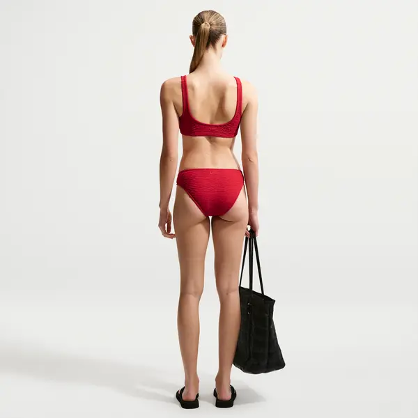 Nike Shoreline Texture Bralette Bikini Top - Red