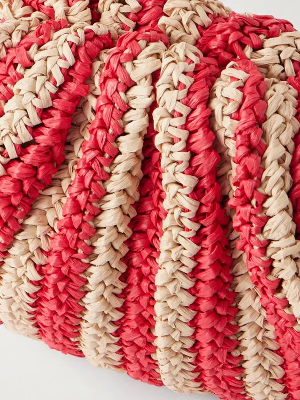LOEFFLER RANDALL Bailey Striped Crocheted Raffia Clutch - Red