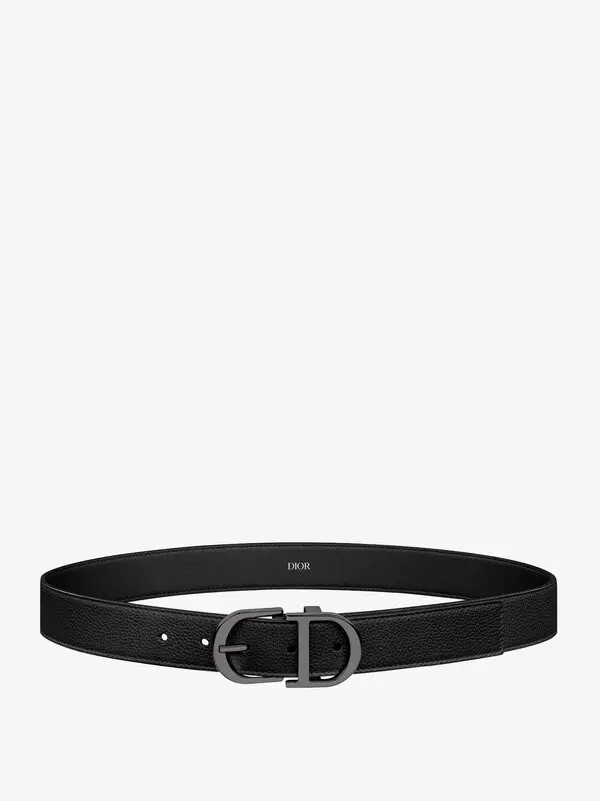 Dior Leather Belt With Metal Cd Logo - Black