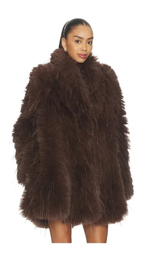 CULTNAKED Faux Fur Delight Coat - Chestnut