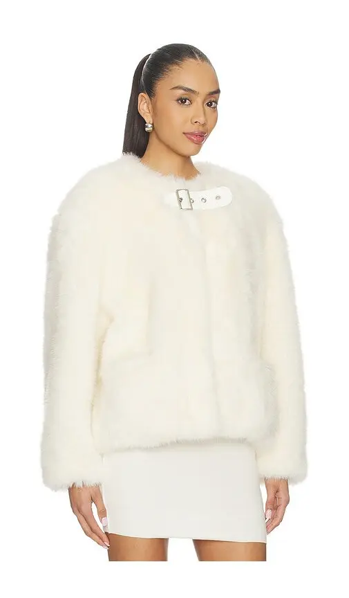 We11Done Faux Fur Belted Jacket