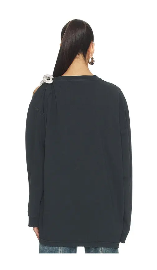 AREA Crystal Knot Long Sleeve T-shirt - Washed Black