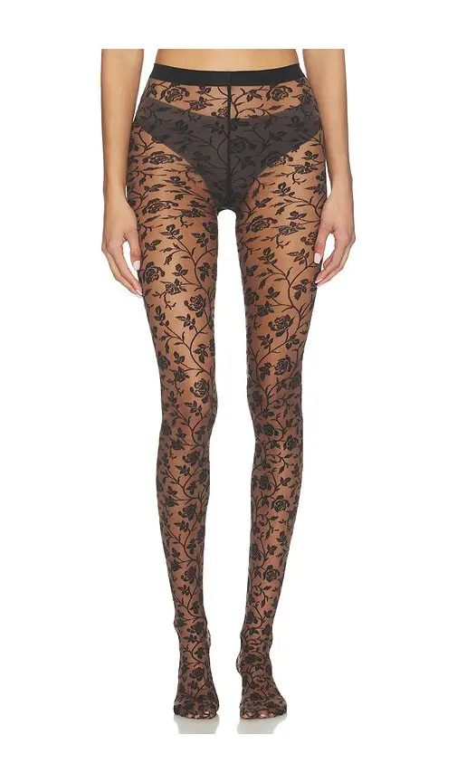 Wolford Rose Tights - Umber & Black