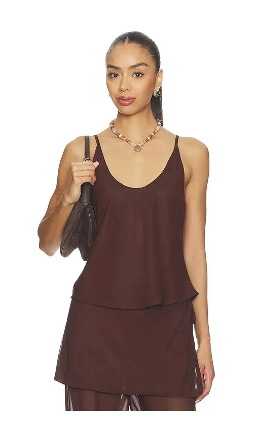 MADISON THE LABEL Anastasia Tank - Chocolate