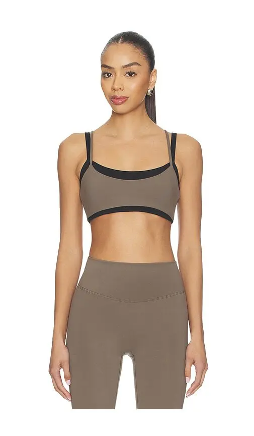FORM Layered Sports Bra In Taupe,black