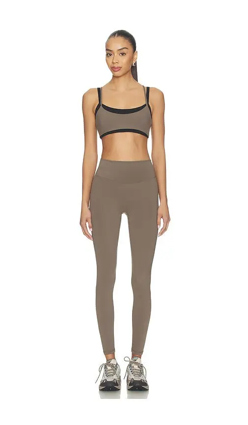 FORM Layered Sports Bra In Taupe,black