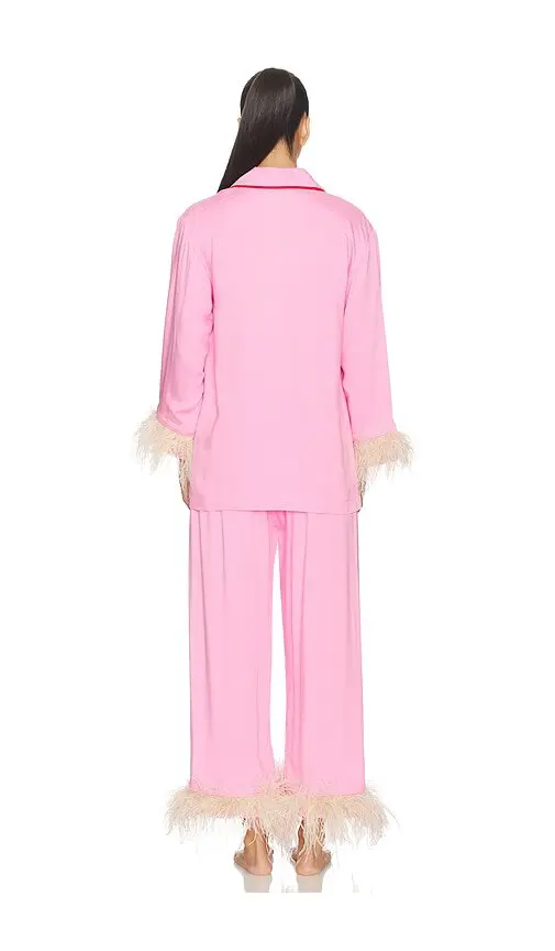 Sleeper Party Pajama Set With Detachable Feathers - Pink