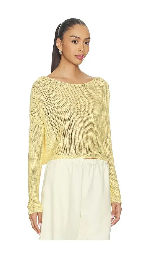 Enza Costa Linen Open Knit Bateau Sweater - Flan